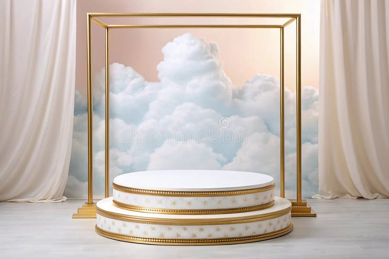 Elegant Two-tiered Display Stand, Clouds Backdrop, Studio, Product ...