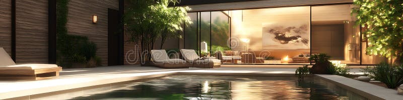 Elegant Urban Modern Home with Natural Materials Stock Illustration ...