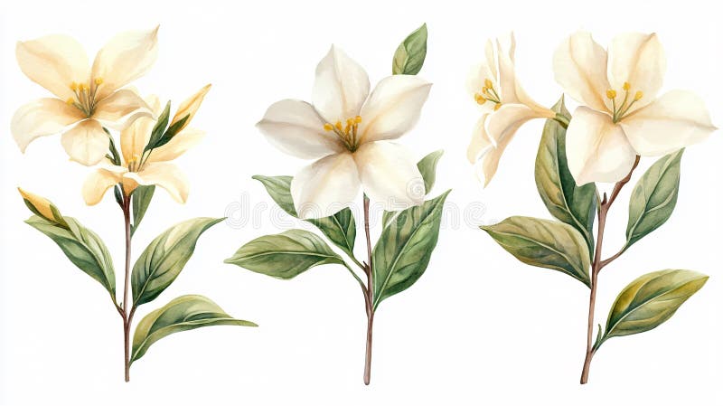 Elegant Vanilla Flower Watercolor Botanical Illustration for Digital ...