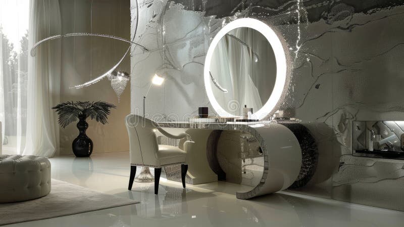 Elegant Vanity Mirror with Soft Illumination Stock Illustration ...