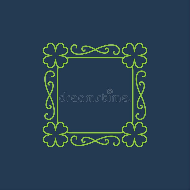 Elegant Vector Border in Lineart Style with Clover for St. Patrick S ...