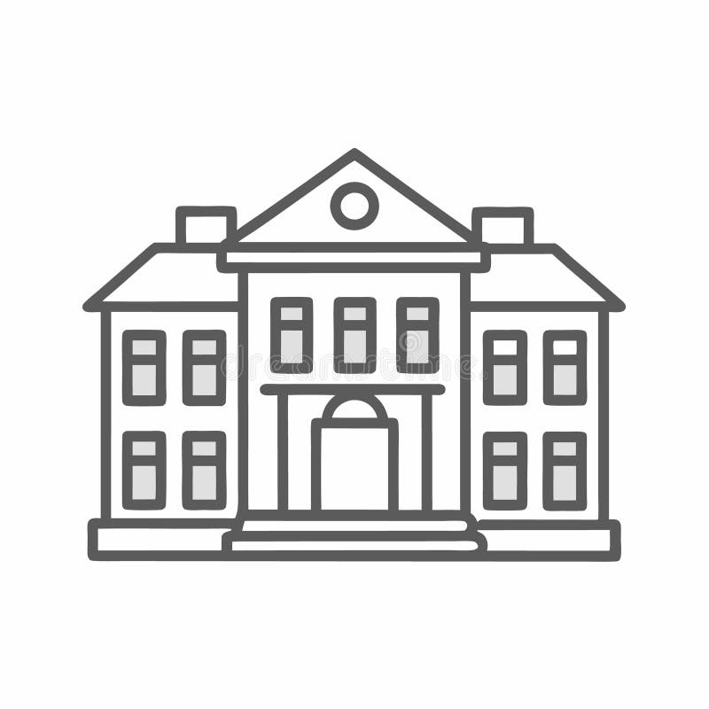 Elegant Vector Illustration of a Classic Mansion with Symmetrical ...