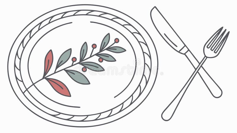 Elegant Dinner Plate Setting with Fork and Knife, Vector Design ...