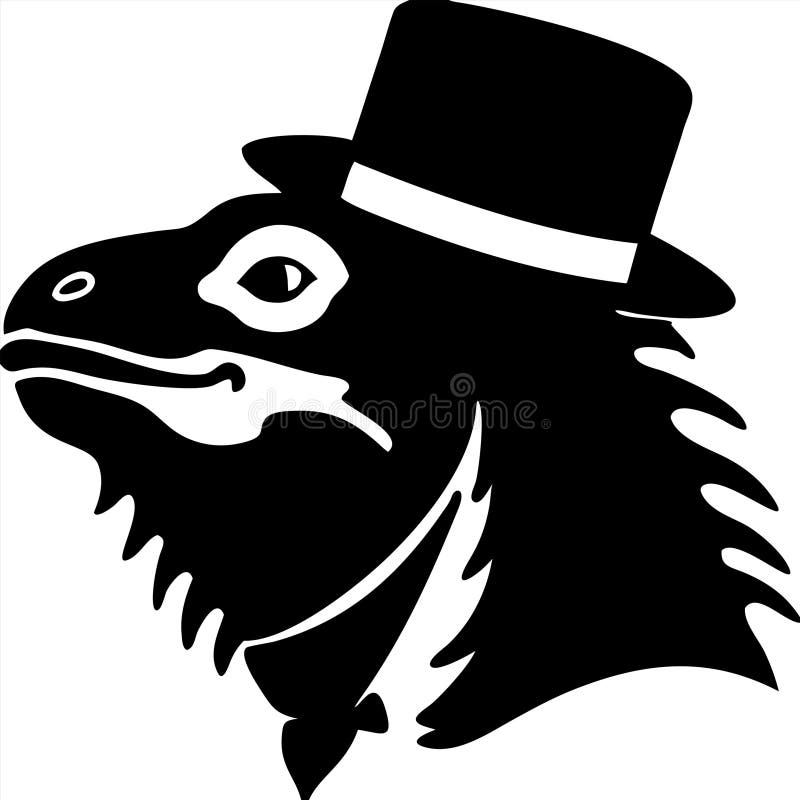 Victorian Lizard Silhouette with Top Hat Elegant Animal Vector for Art ...