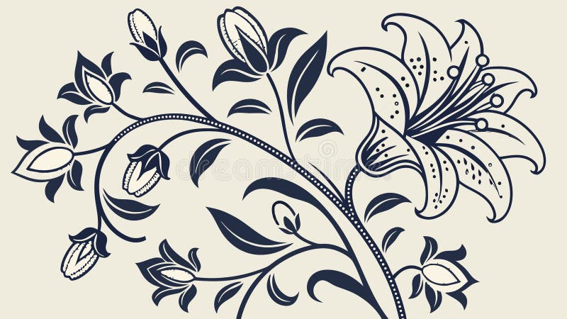 Elegant Stylized Lily and Floral Element Vector, Vector Design ...