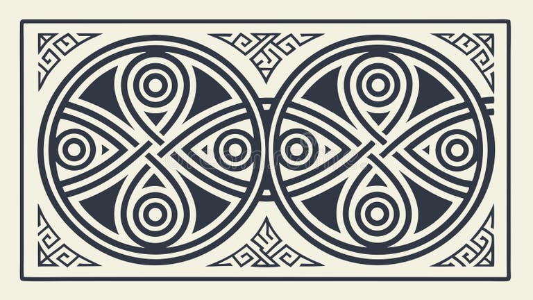 Ornate Symmetrical Frame with Interlocking Circular Patterns, Vector ...