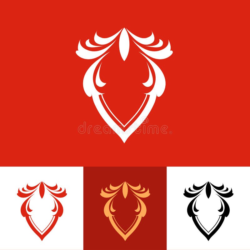 Elegant Vector Line Art Blazon - Set of Vector Emblems Stock Vector ...