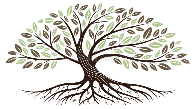 Green Tree of Life with Strong Roots. Nature and Growth Vector Logo ...