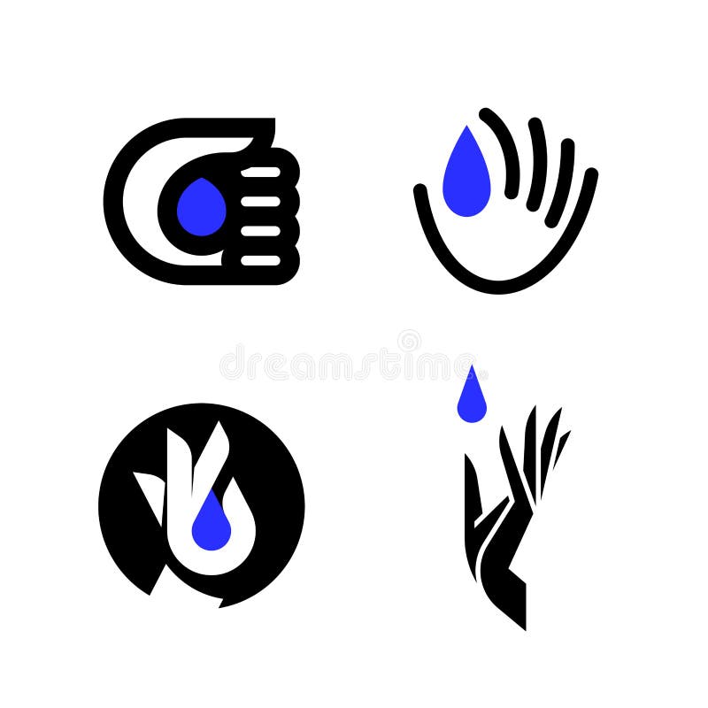 Elegant Vector Logo Mark Template or Icon of Blue Drop in Hand Stock ...