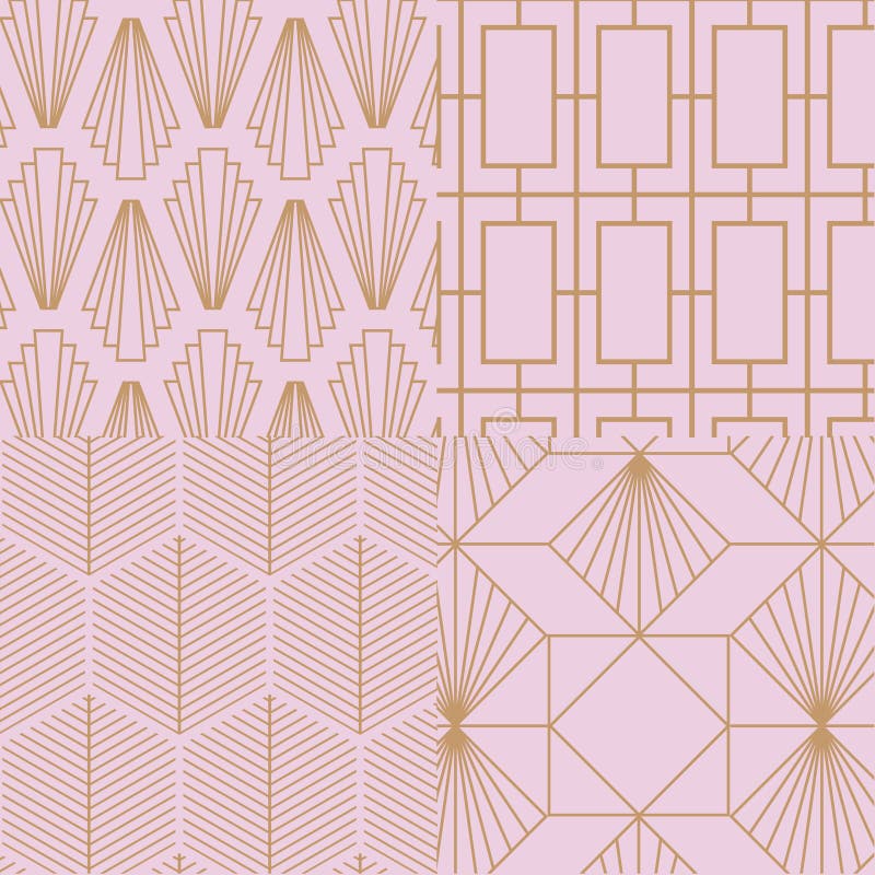 Art Deco Golden Pink Pattern. Vector Art. Stock Vector - Illustration ...