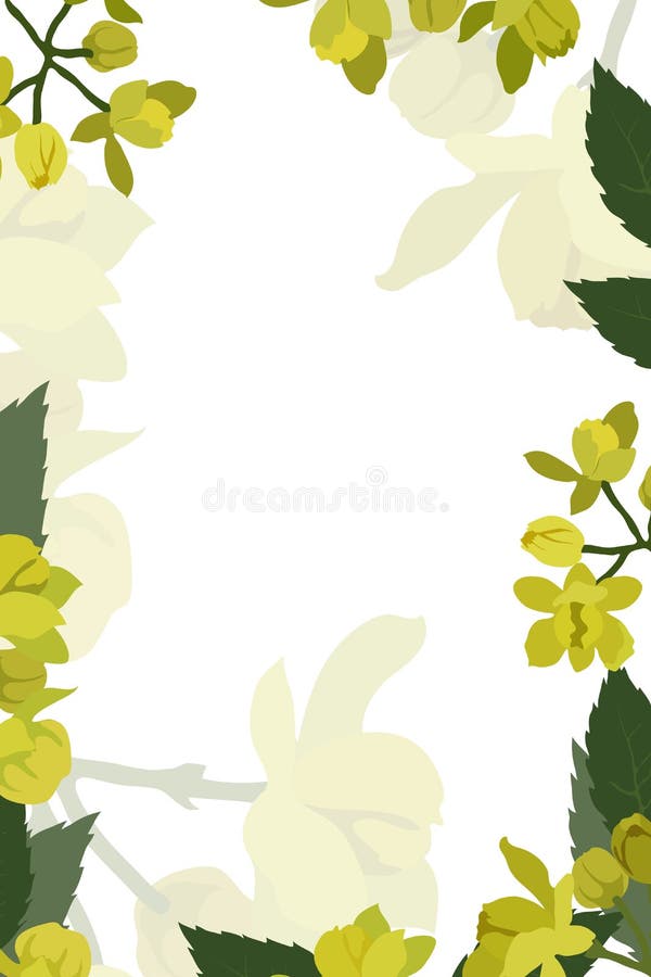 Elegant Vector Vertical Rectangular Frame with Floral Pattern White ...