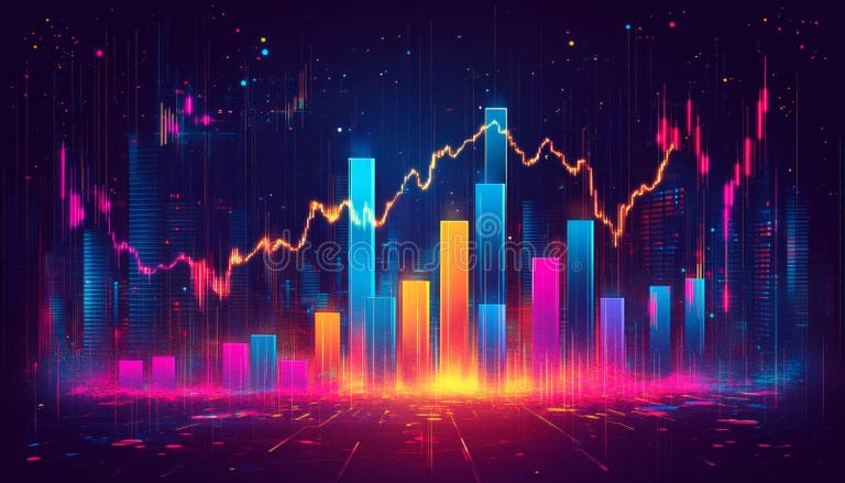 Elegant Vector Visualization of Abstract Chart Graphs with Neon Trends ...