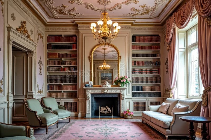 Elegant Victorian Library Ornate Decor Classic Furniture Stock Photos ...