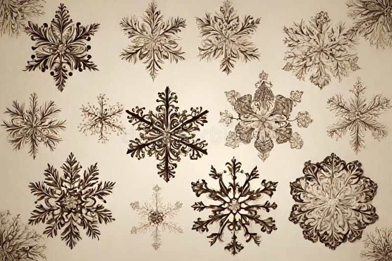 Elegant Victorian Style Snowflakes Stock Illustration - Illustration of ...