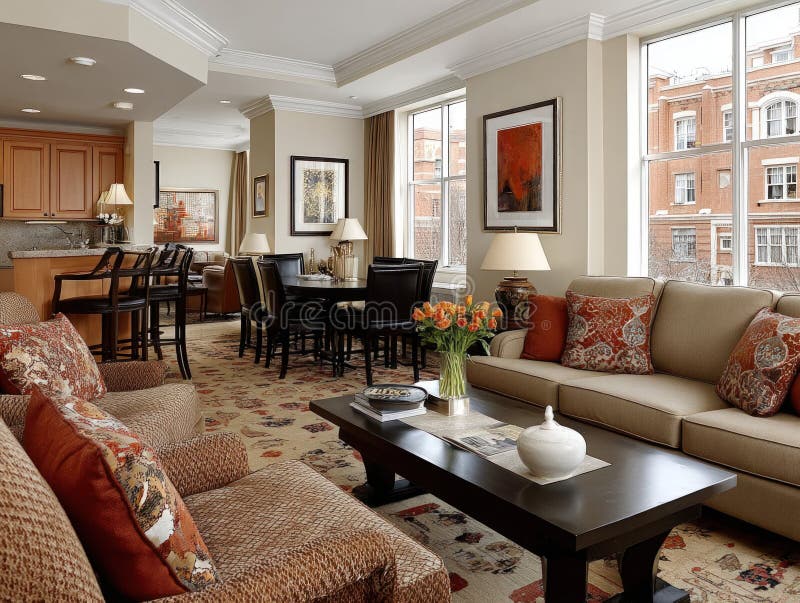 An Elegant View of a Luxurious Presidential Suite in a Hotel Stock ...