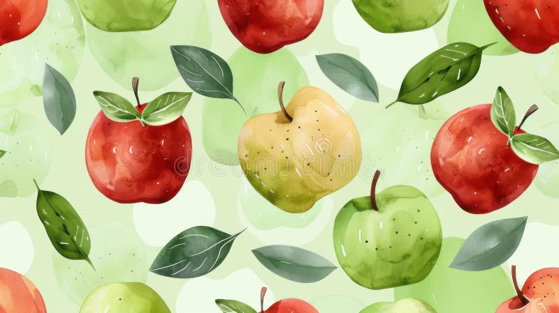 Elegant Vintage Apple Design on Watercolor Background Stock ...