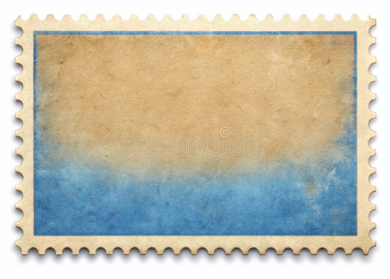 Elegant Vintage Beige and Blue Vertical Postage Stamp Silhouette a ...