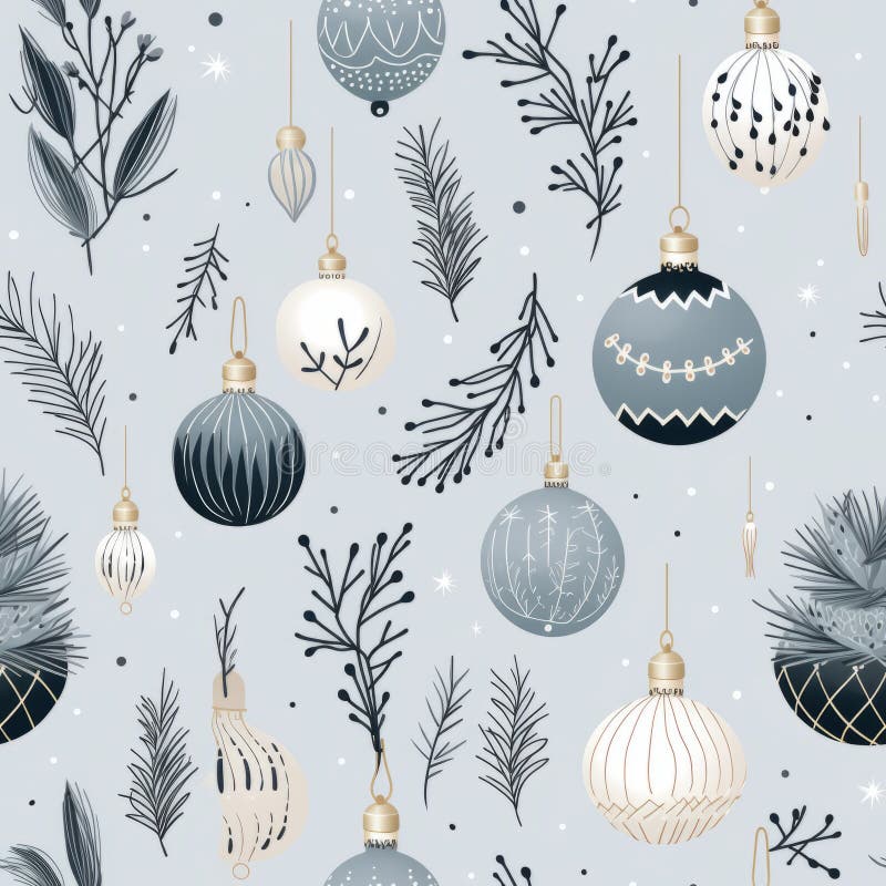 Elegant Vintage Christmas Seamless Pattern with Solid Pastel Colors in ...