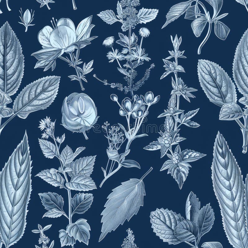 Vintage Blue Floral Damask Pattern - Elegant and Timeless Design Stock ...