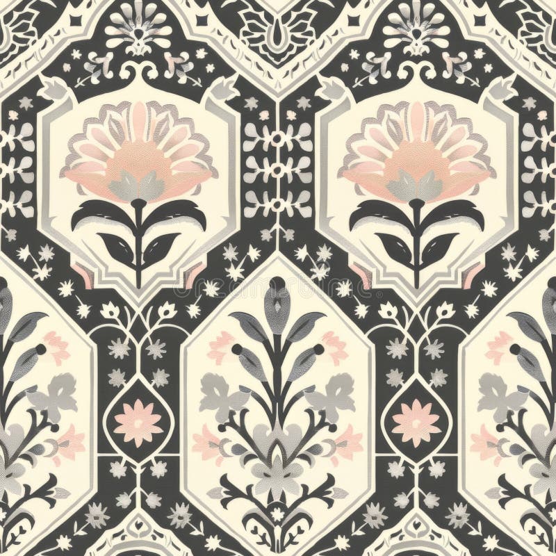 Elegant Vintage Floral Pattern Wallpaper Design Stock Image - Image of ...