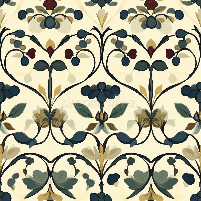 Elegant Vintage Floral Pattern Wallpaper Design Stock Image - Image of ...
