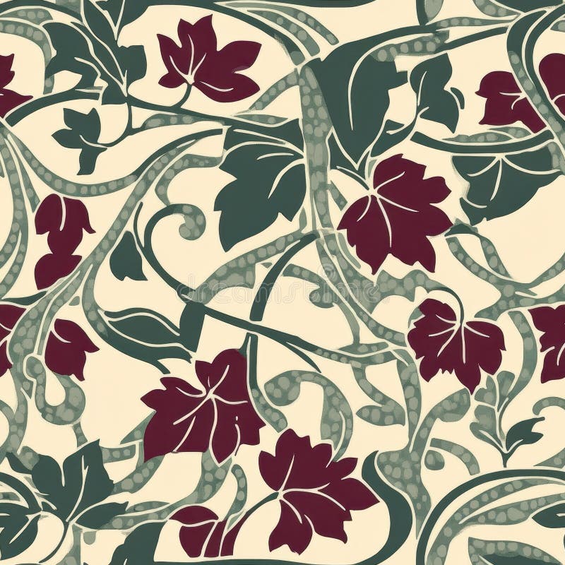 Elegant Vintage Floral Wallpaper Design with Stylized Patterns Stock ...