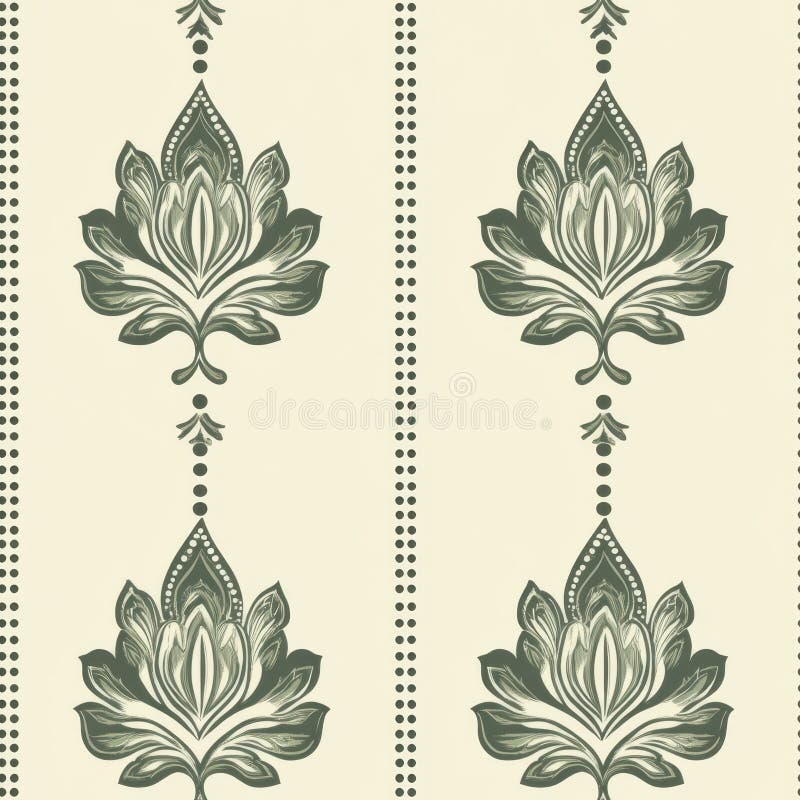 Elegant Vintage Floral Wallpaper Design with Symmetrical Pattern Stock ...