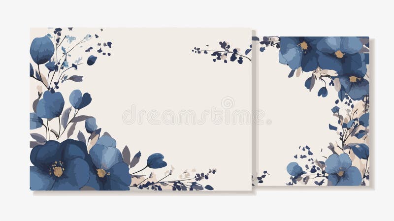 Elegant Vintage Floral Wedding Invitation in Blue Stock Vector ...