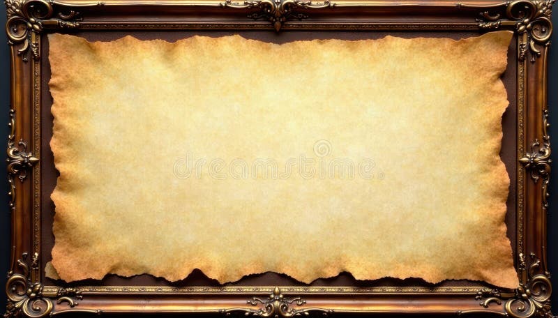 Elegant Vintage Frame, Aged Parchment Insert, Textured Surface, Scroll ...