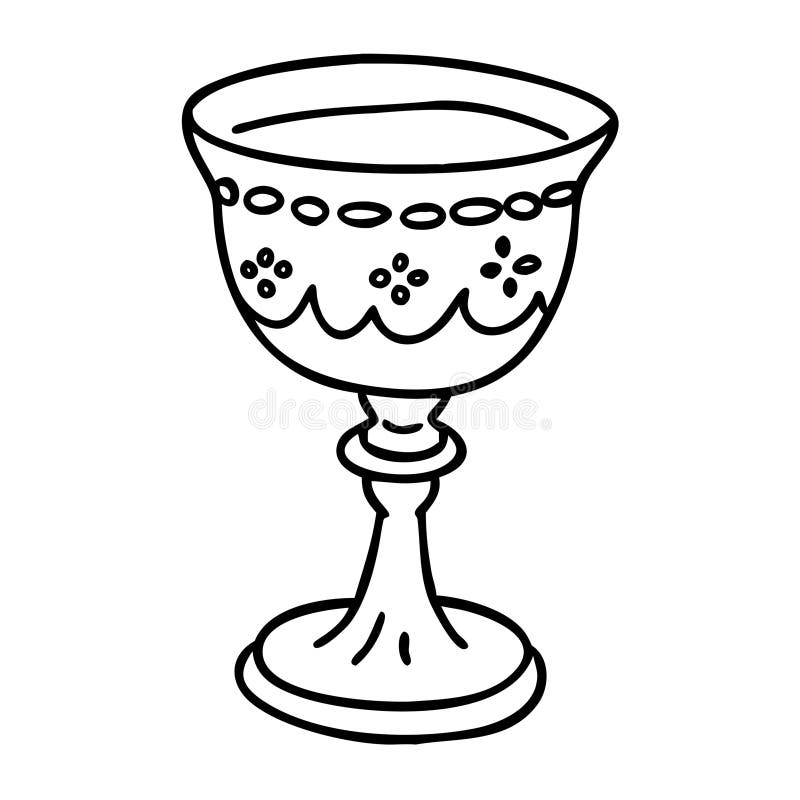 Elegant Vintage Goblet Illustration with Ornate Patterns in Black and ...