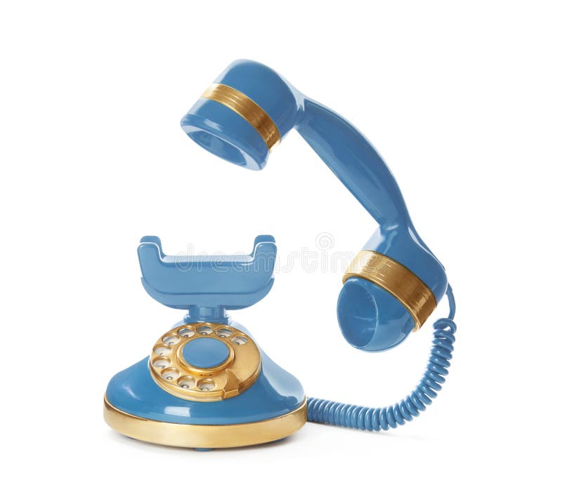 Elegant Vintage Light Blue Telephone Isolated on White Stock Photo ...