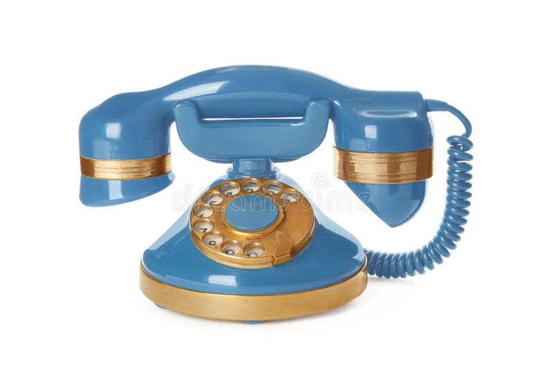 Elegant Vintage Light Blue Telephone Isolated on White Stock Photo ...