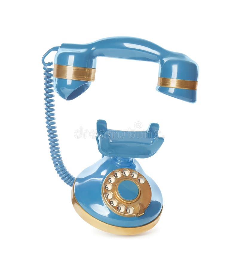 Elegant Vintage Light Blue Telephone Isolated on White Stock Image ...