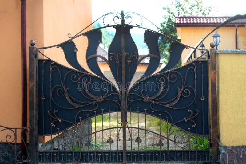 Elegant Vintage Metal Gate with Antique Floral Patterns. Stock Photo ...