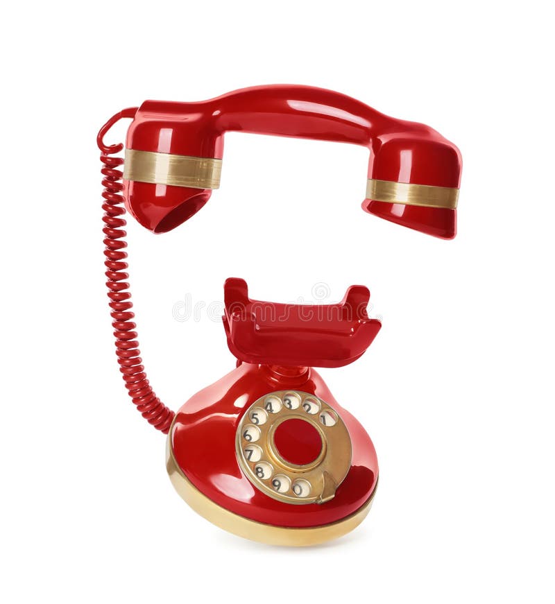 Elegant Vintage Red Telephone Isolated on White Stock Photo - Image of ...