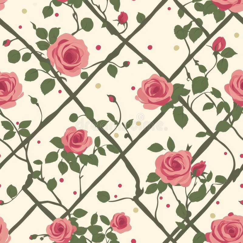 Elegant Vintage Rose Pattern on Ivory Background Stock Photo - Image of ...