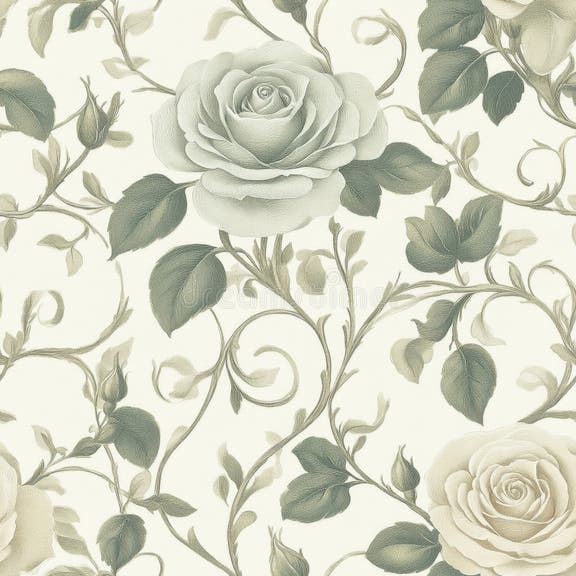 Elegant Vintage Rose Pattern Wallpaper Design Stock Photo - Image of ...