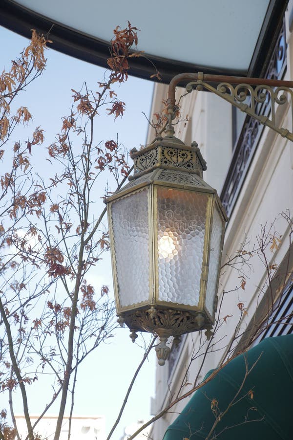An Elegant Vintage Street Lantern that Features a Glowing Light Source ...