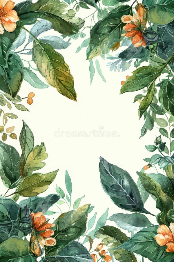 Elegant Vintage Watercolor Botanical Frame with Floral Elements for ...