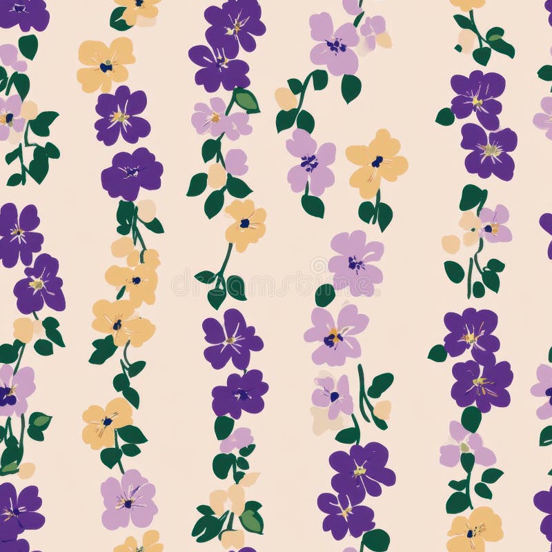 Elegant Violet and Yellow Floral Pattern for Fabric Design Stock Image ...