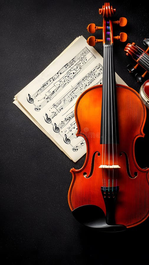 Elegant Violin with Sheet Music, Artistic Setting. Stock Illustration ...