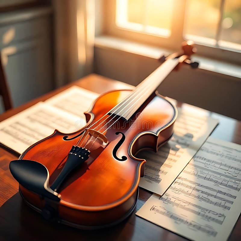 Elegant Violin Still Life with Golden Light Stock Image - Image of mood ...