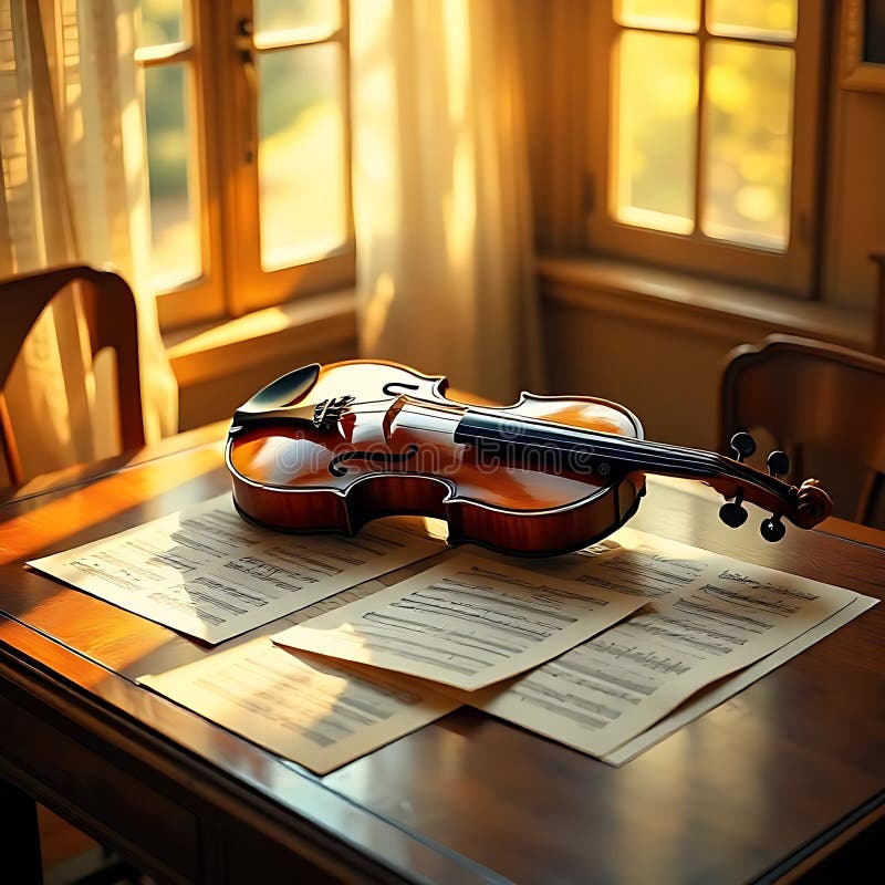 Elegant Violin Still Life with Golden Light Stock Image - Image of ...