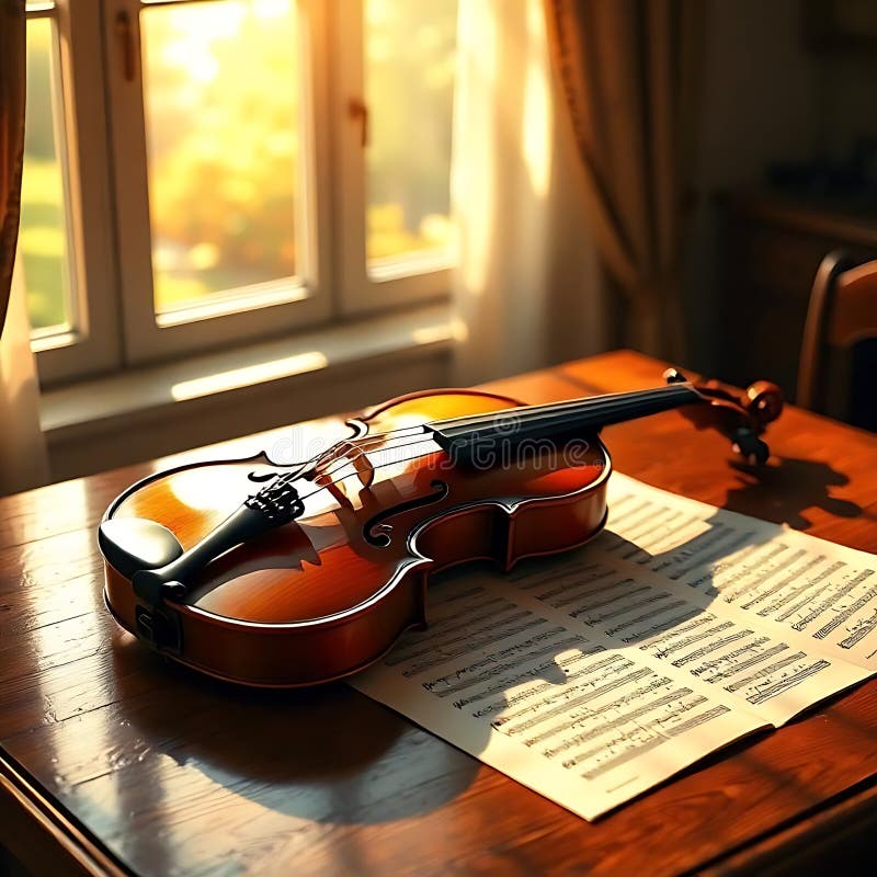Elegant Violin Still Life with Golden Light Stock Image - Image of ...