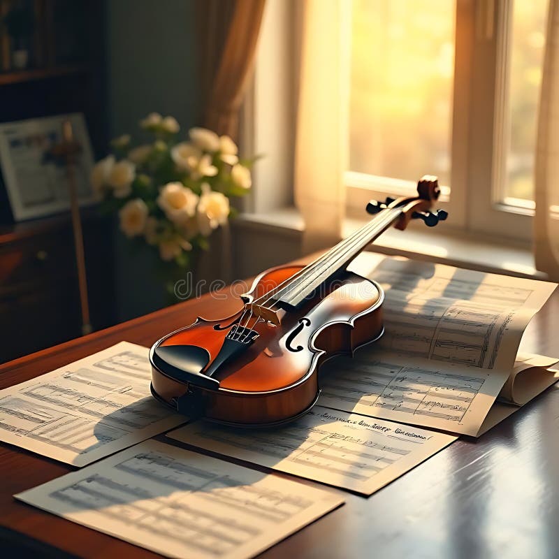 Elegant Violin Still Life with Golden Light Stock Image - Image of ...
