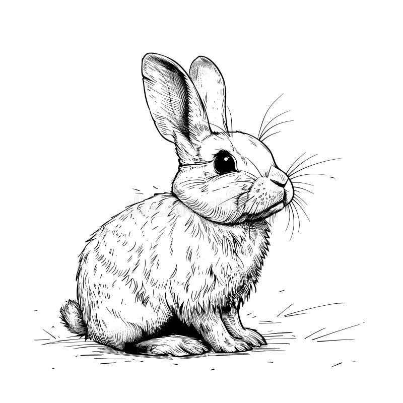 Elegant Visual One-line Drawing of Rabbit on White Background. Stock ...