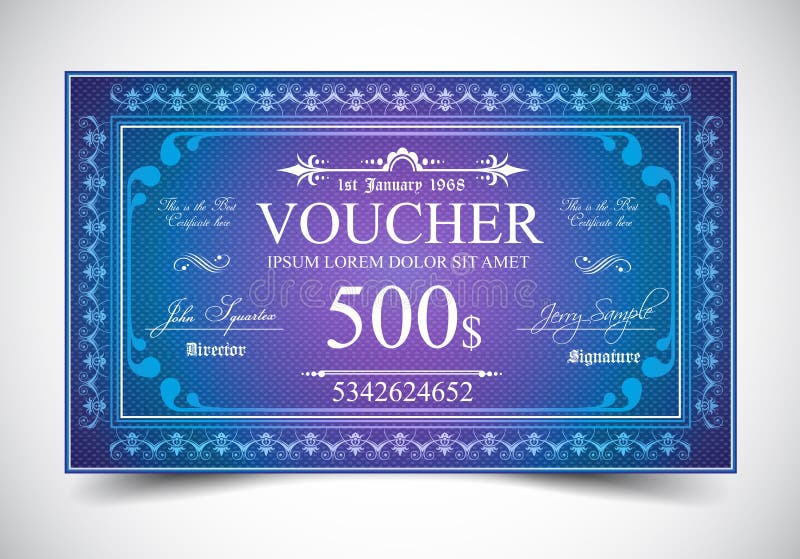 Elegant Voucher Design for 500 Dollars Payment. Stock Illustration ...