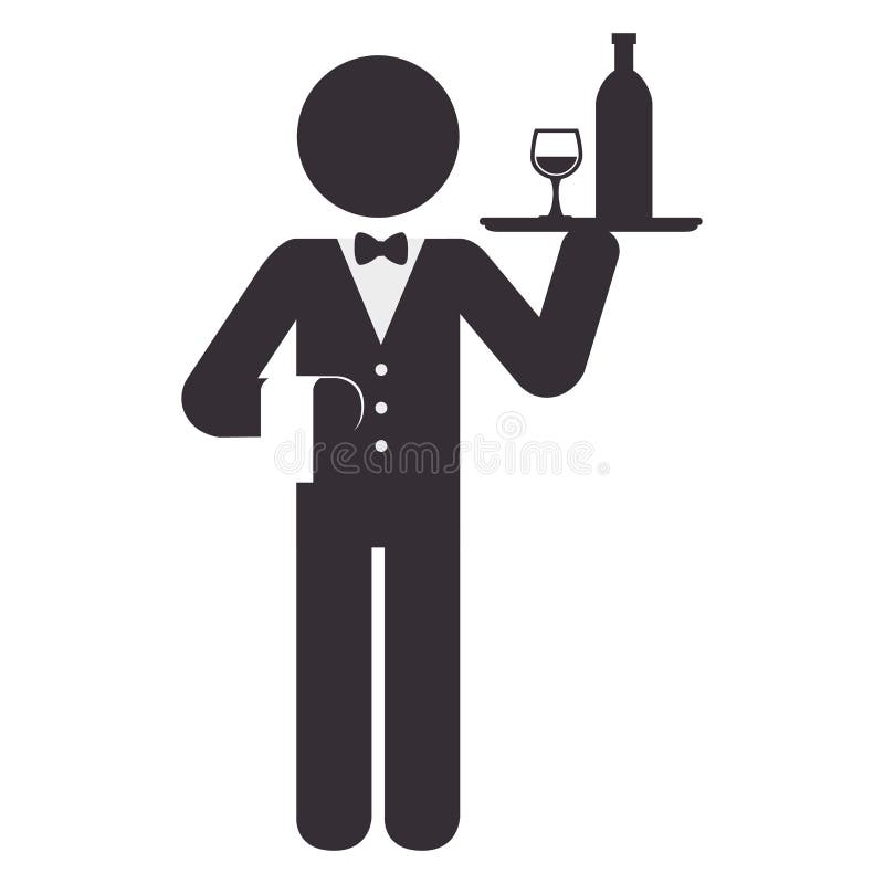 Elegant Waiter Character Icon Stock Illustration - Illustration of ...