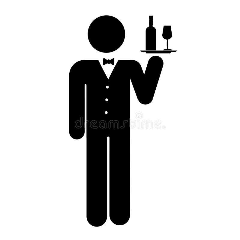 Elegant Waiter Character Icon. Sign, Symbol Stock Illustration ...