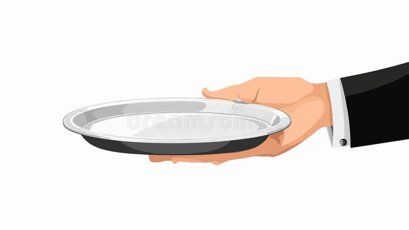 Elegant Waiter Hand Holding Silver Serving Tray Stock Vector ...